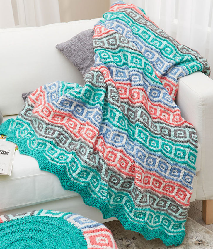 Bold Geometric Afghan Knitting Patterns | In the Loop Knitting